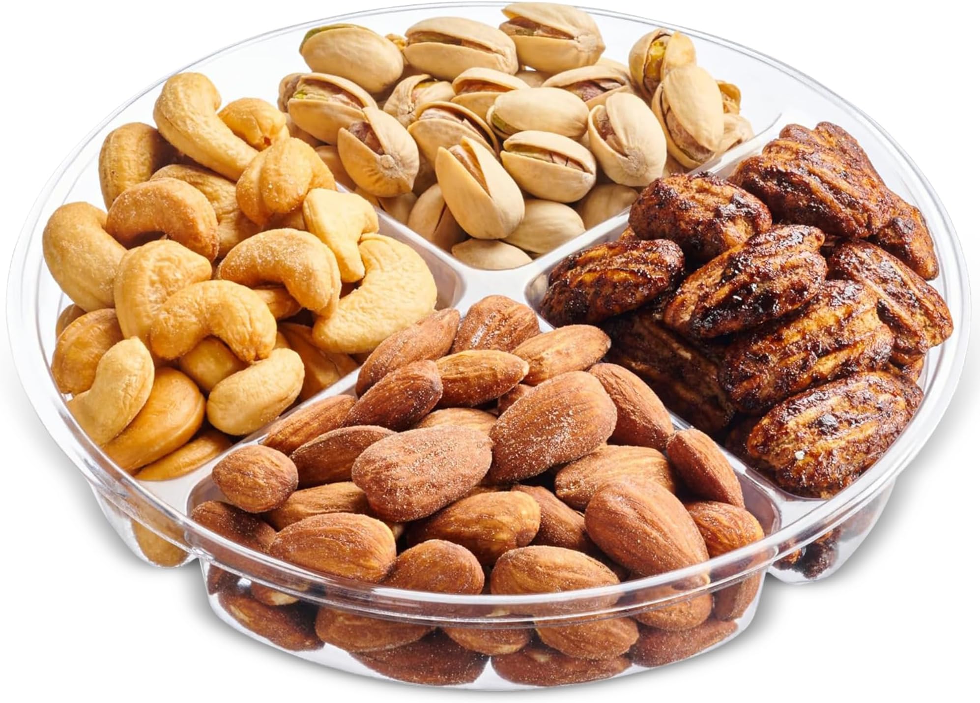 Amazon.com : Oh! Nuts 4 Section Nuts Round Gift Tray | Gourmet Freshly ...
