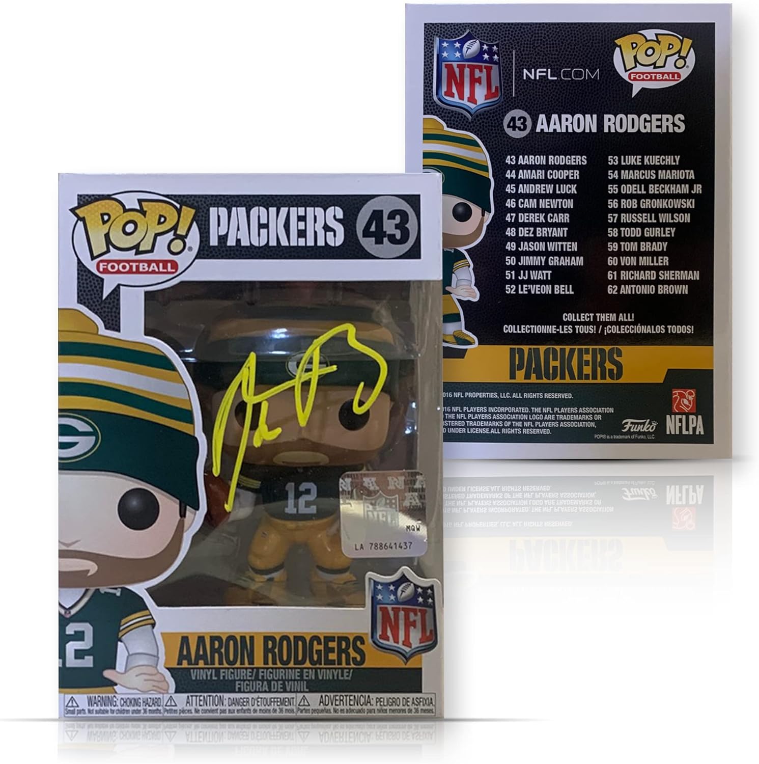 Aaron Rodgers Autographed Green Bay Signed Football POP 43 Fanatics ...