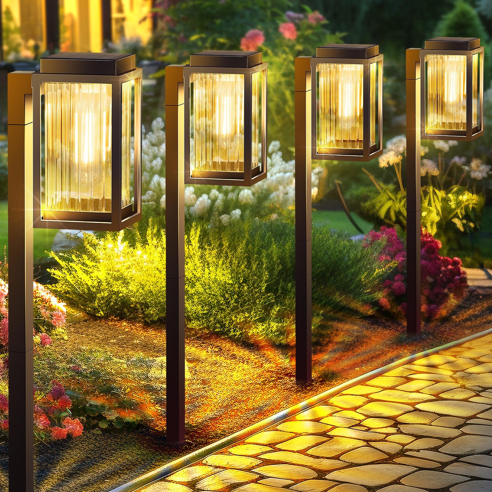 pearlstar Solar Lights Outdoor Garden Decorative Pathway Lights ...