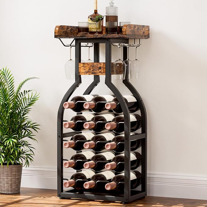 Amazon.com: Vilaxing Wine Rack Freestanding Floor, Alcohol Organizer ...
