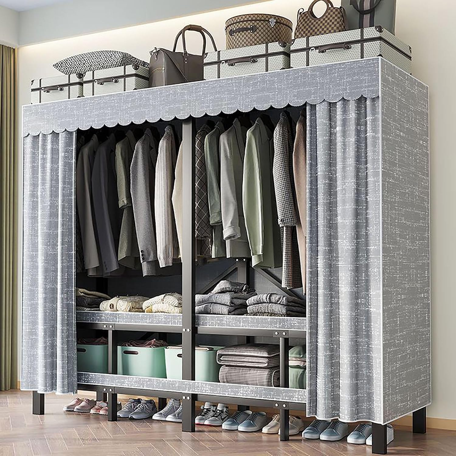 Amazon.com: Portable Closet Wardrobe Collapsible Garment Rack ...