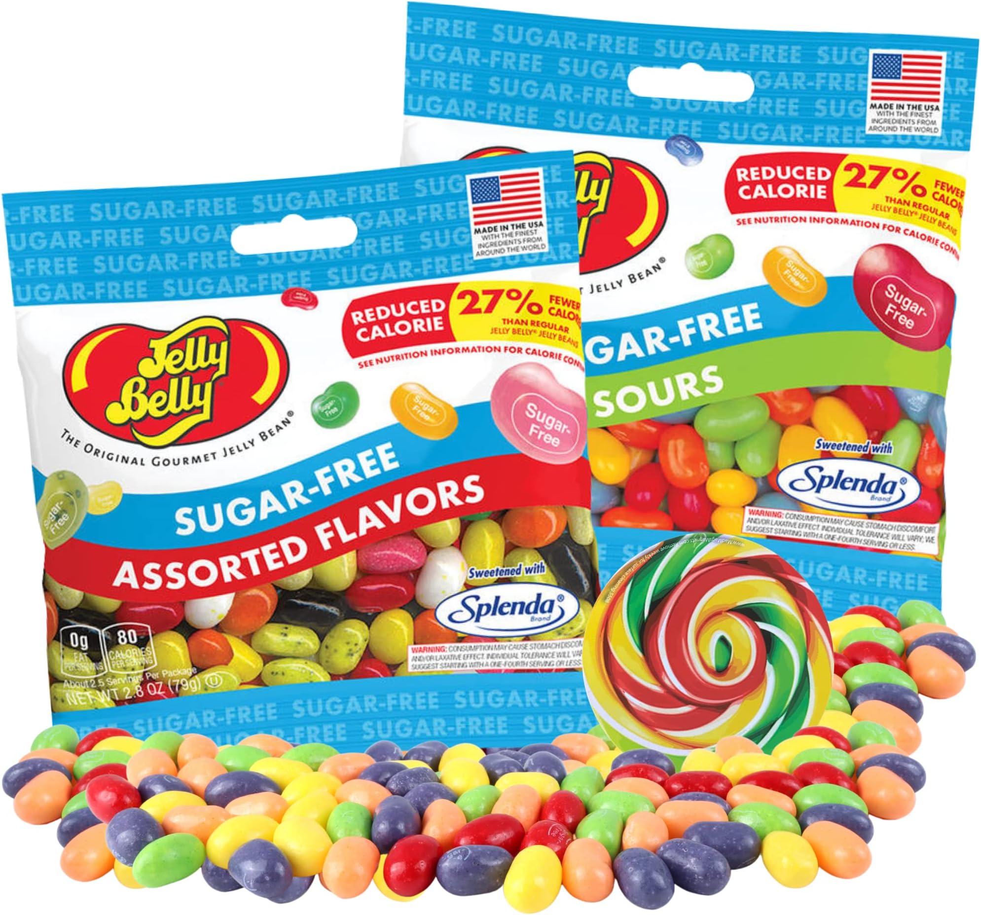 Amazon.com : Needzo Jelly Beans Sugar Free Candy, Sour and Original ...