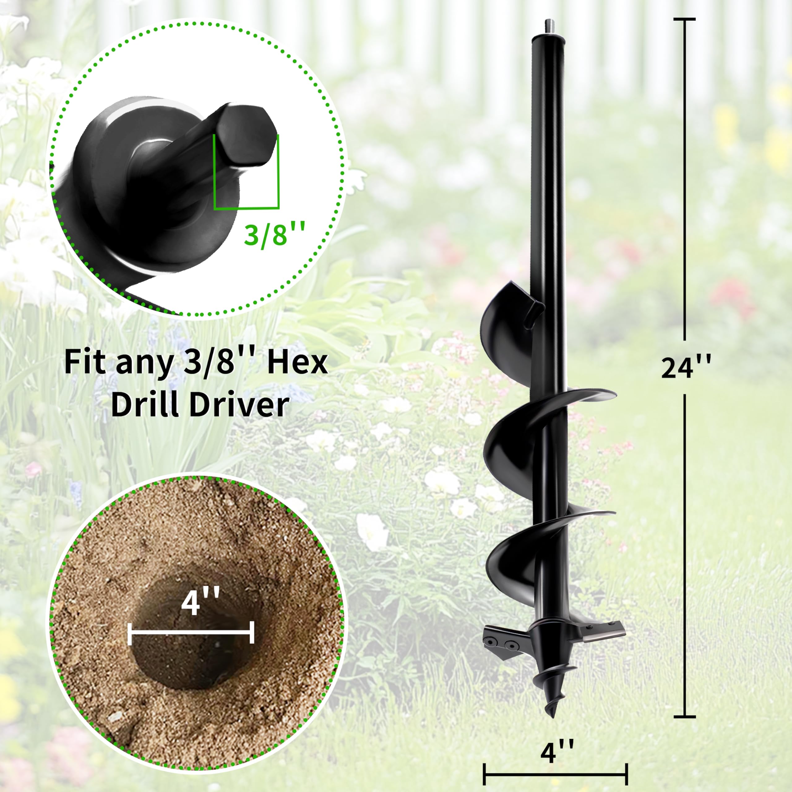 Snapklik.com : 4"x24" Auger Drill Bit For Planting,Designed For Hard ...