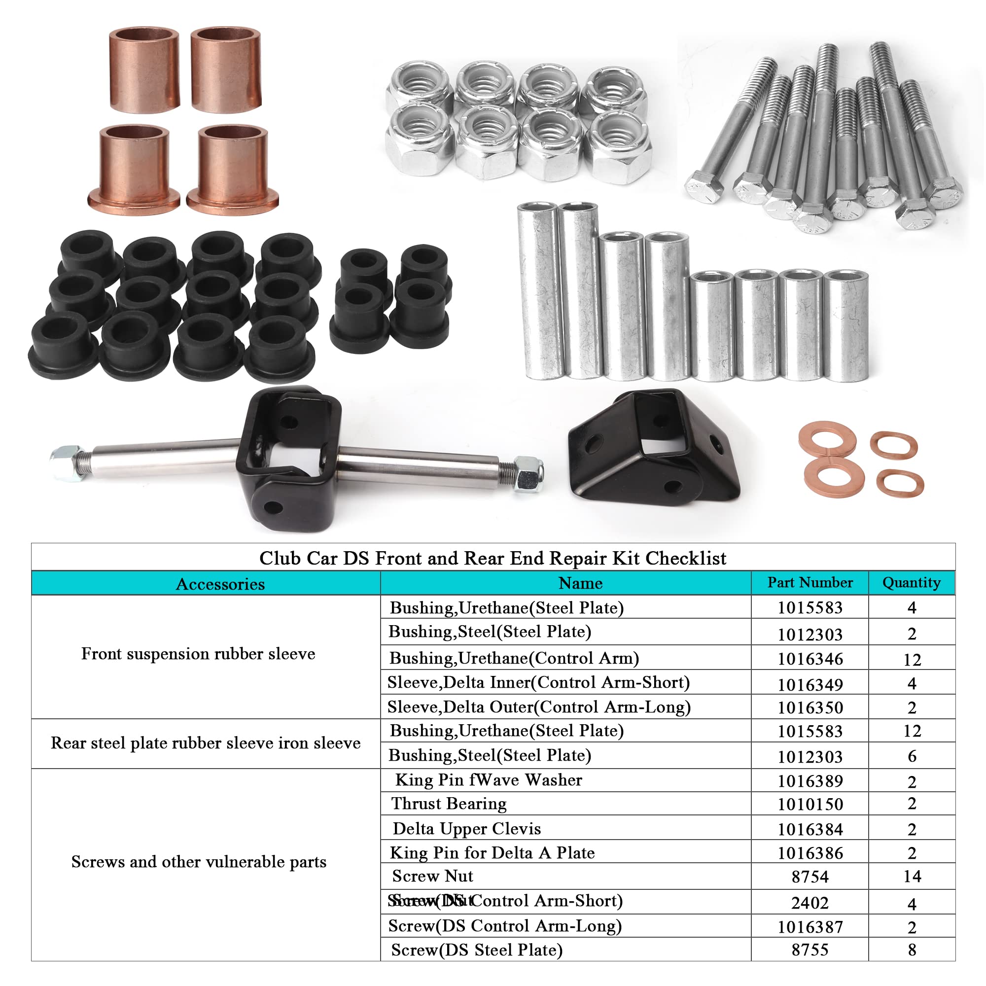 Snapklik.com : Deluxe Golf Cart Front King Pin Repair Kit For Club Car DS Gas & Electric Models ...
