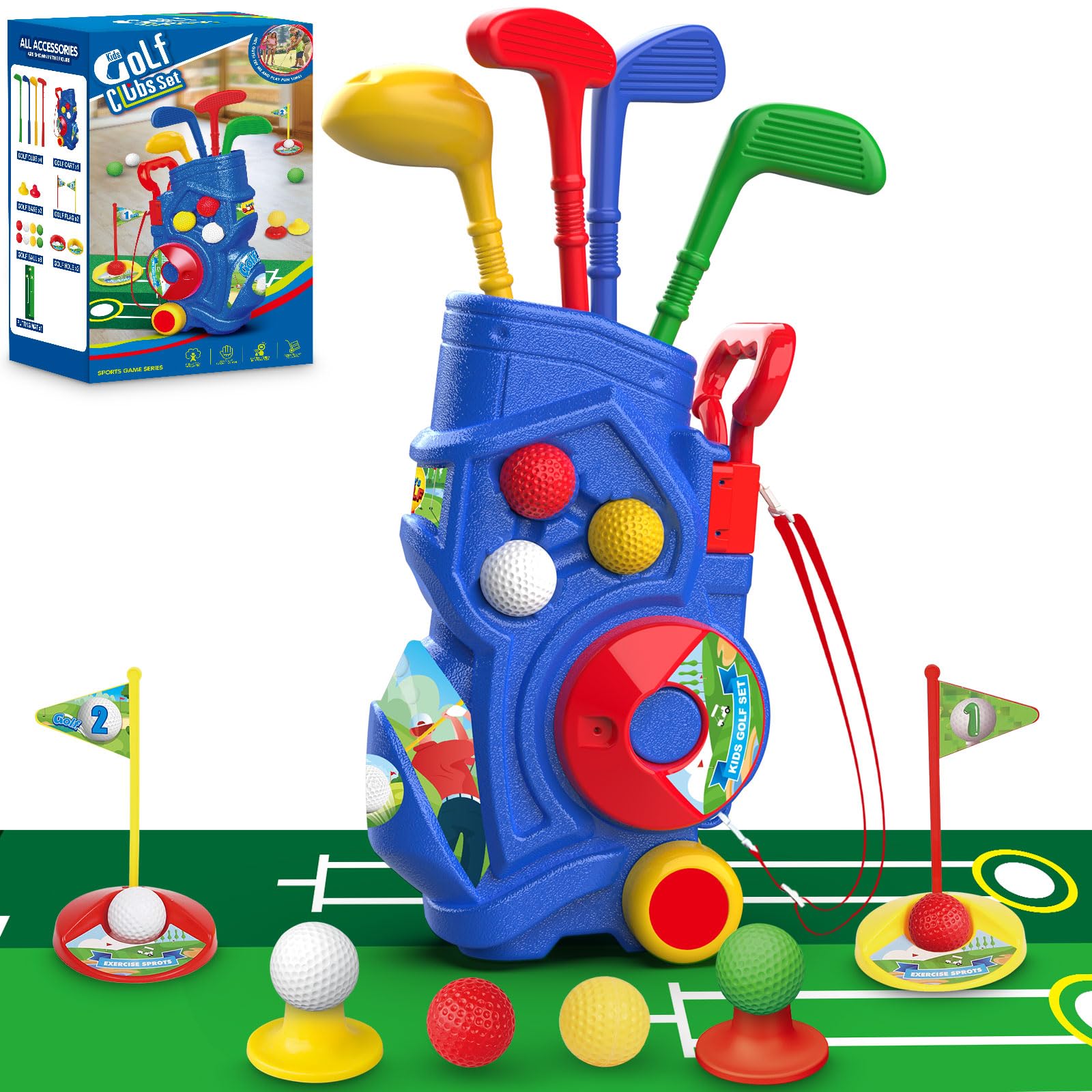 Amazon.com: Toddler Golf Set, Upgraded Kids Golf Clubs with Putting Mat ...
