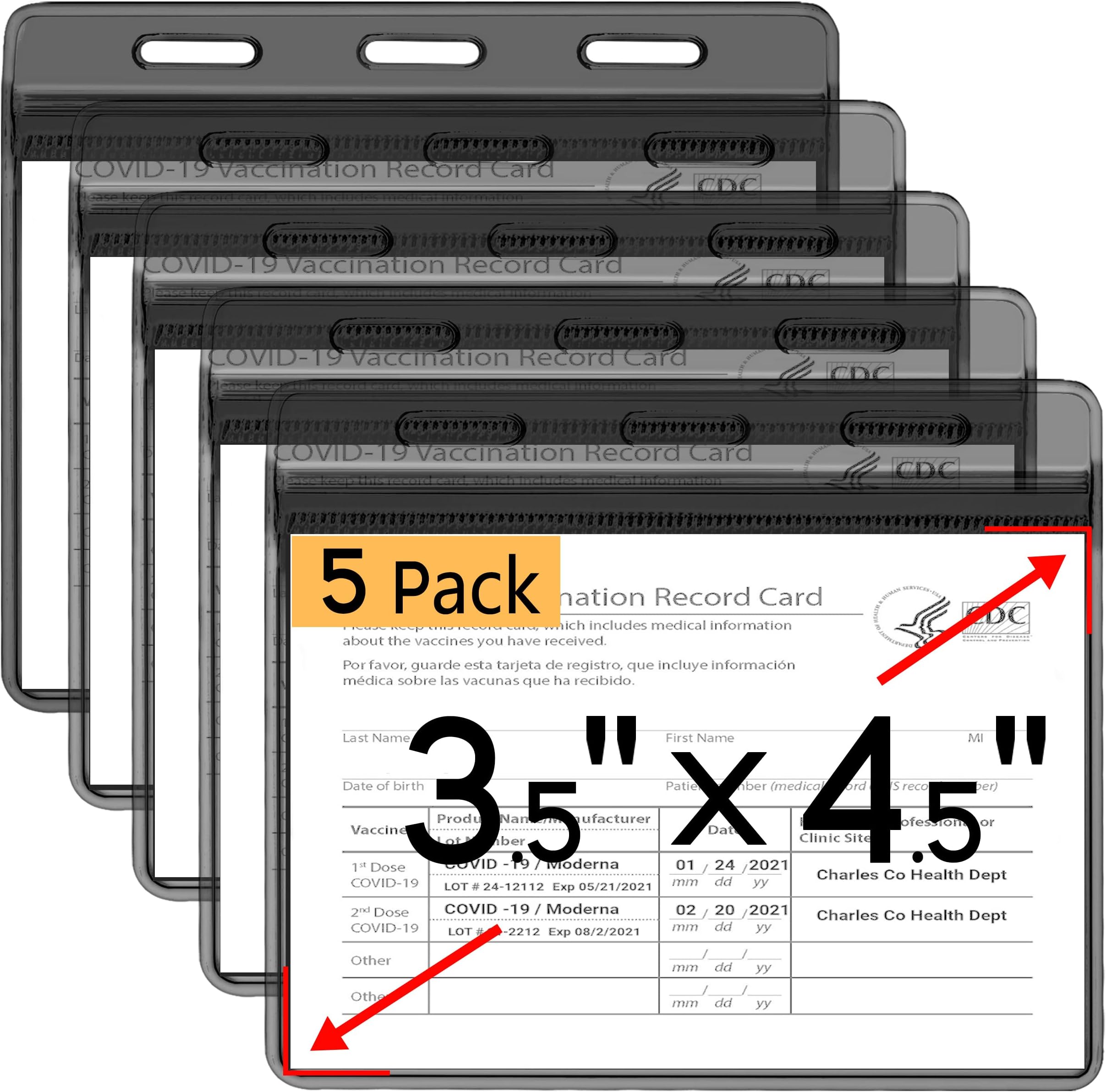 Amazon.com : 5 Pack-CDC Vaccine Card Protector 4 X 3 Inches ...