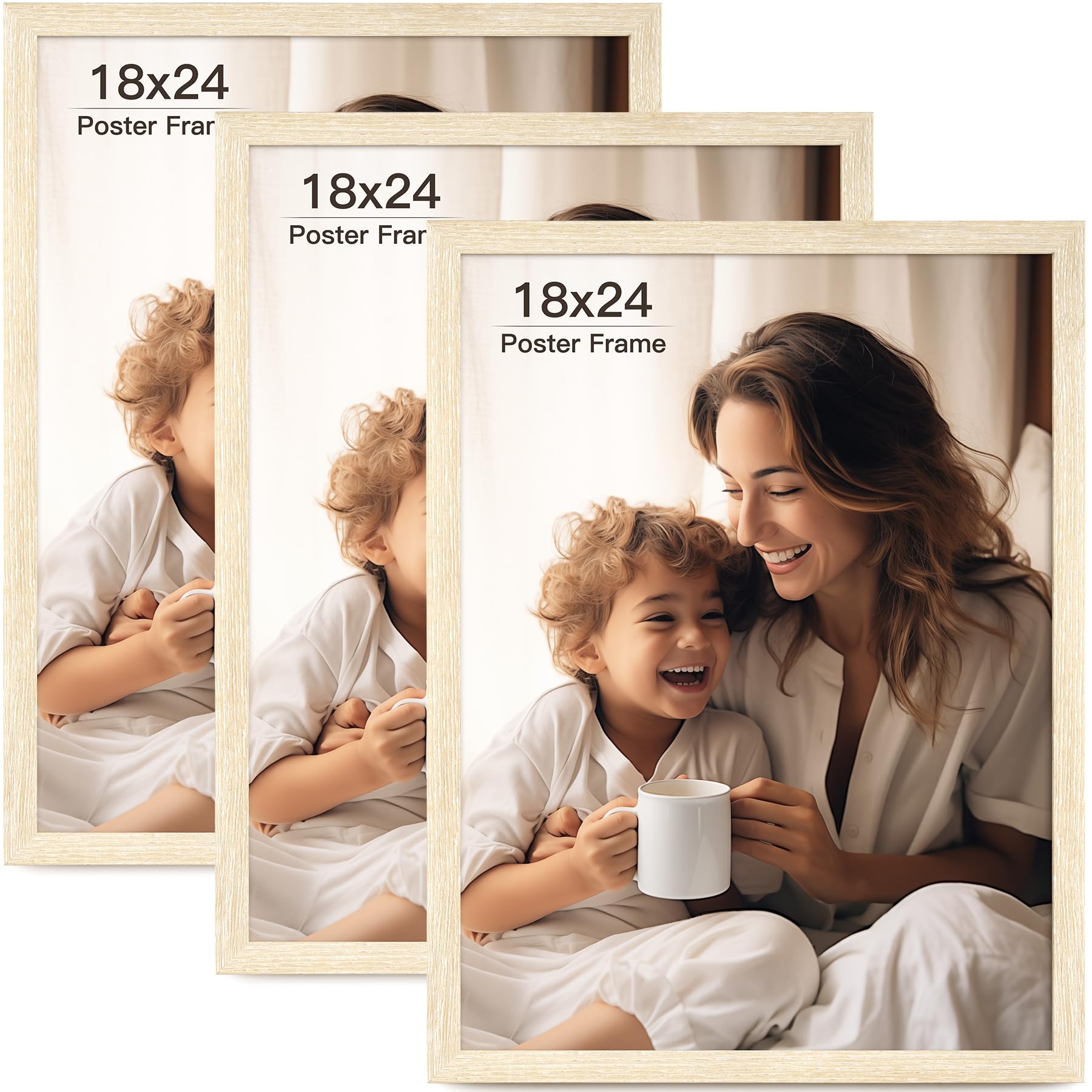 Amazon.com - FinalFind 18x24 Picture Frame Set of 3, Natural Wood Grain ...