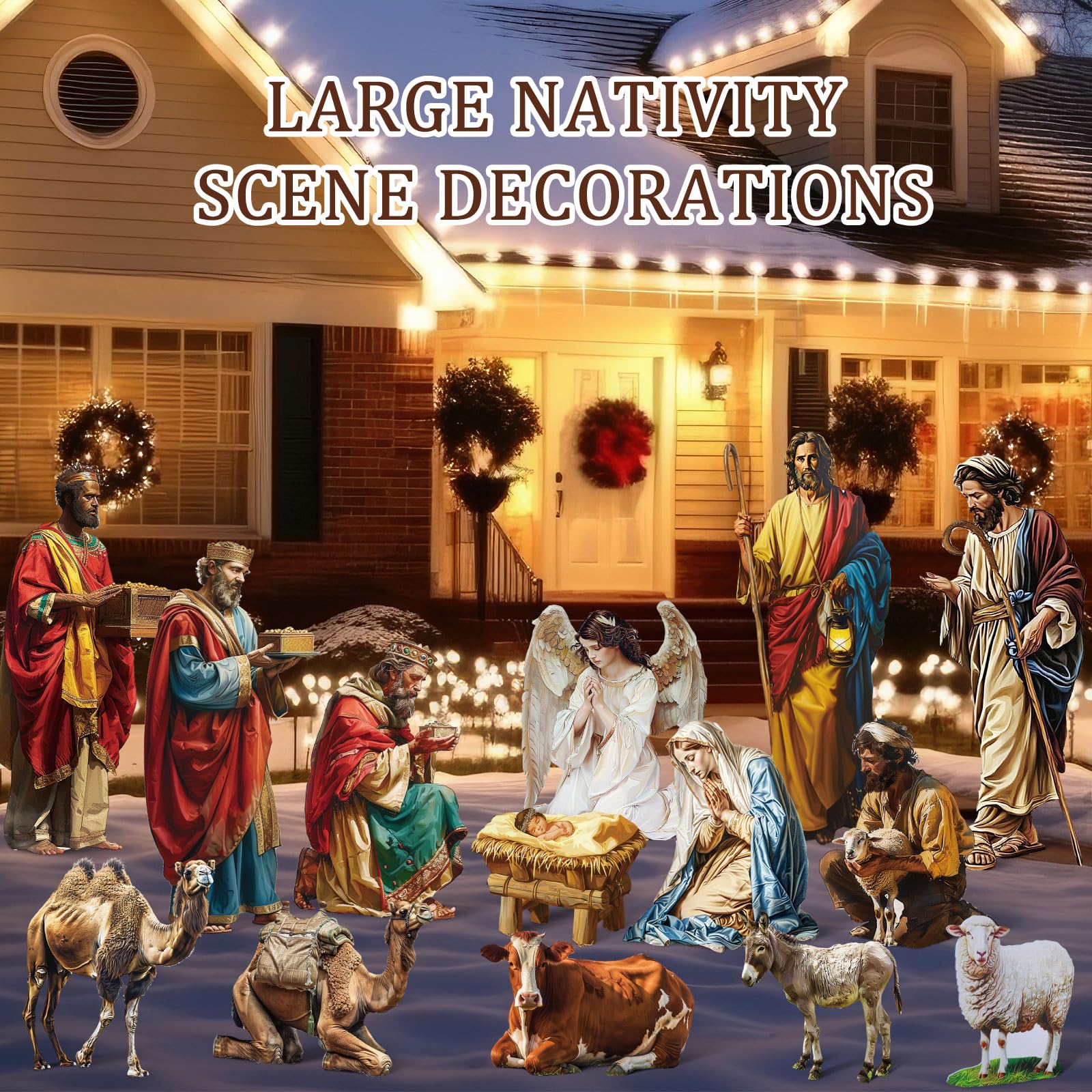 Snapklik.com : Set Of 14 Christmas Outdoor Nativity Scene Nativity Lawn ...
