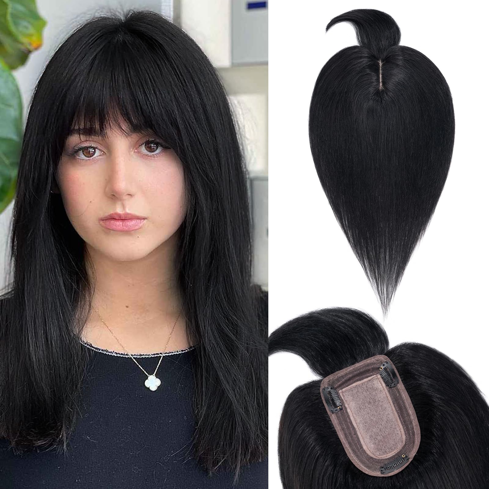 Benehair Human Hair Toppers for Women, Real Human Hair Topper with ...