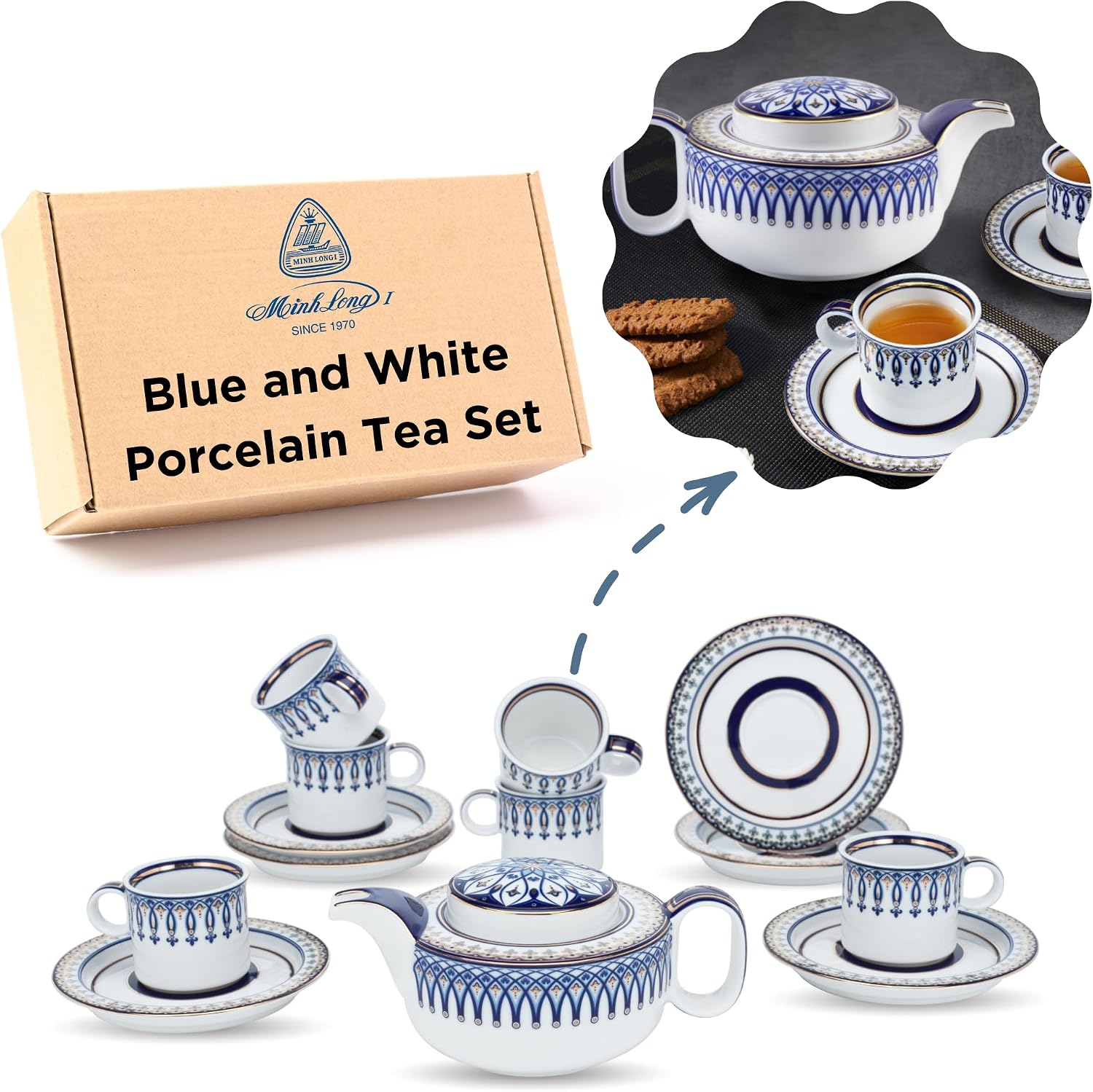 Amazon.com | 13pcs Porcelain Tea Cup and Saucer Set, Porcelain Tea and ...