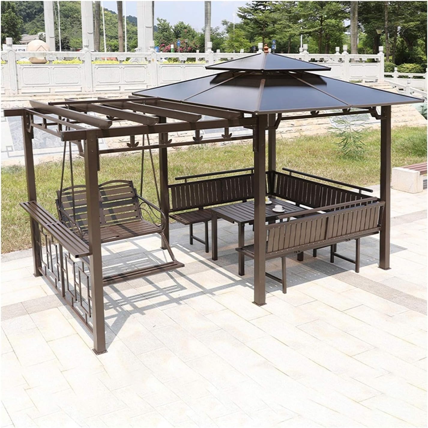 Amazon.com : Outdoor Pavilion Patio Gazebo Villa Garden Gazebo with ...