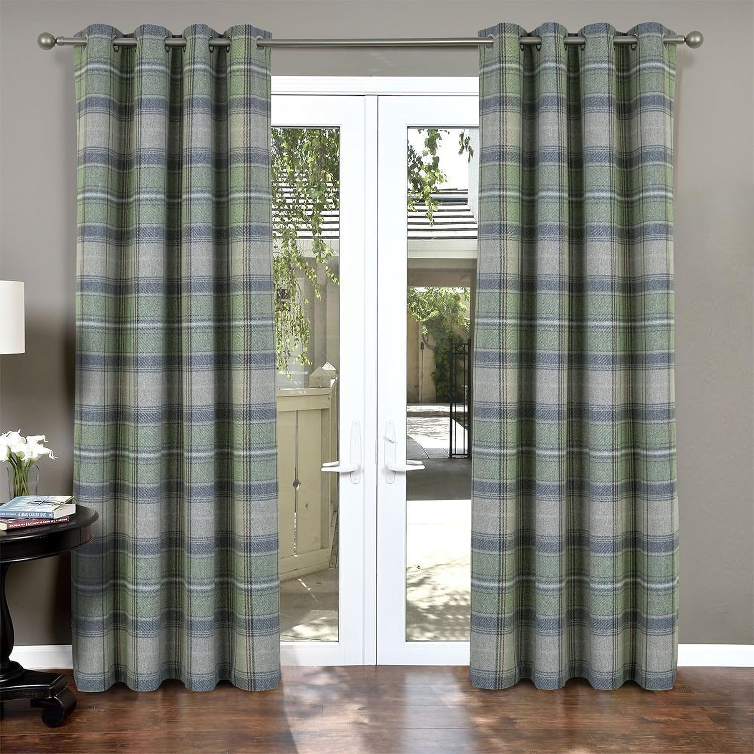 Amazon.com: always4u Woolen Look Plaid Curtains Modern Window Panels ...