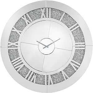 Amazon.com: Acme Noralie Wall Clock in Mirrored & Faux Diamonds : Home ...