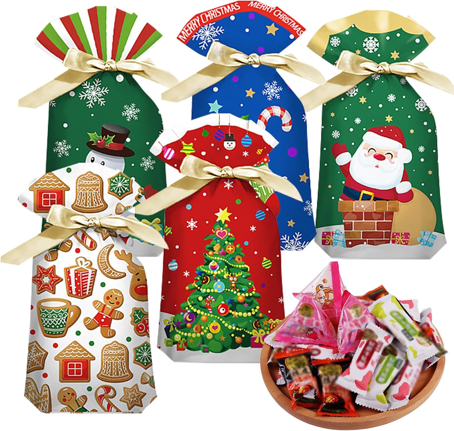 Gift Bag For Christmas 50pcs Christmas Drawstring Gift Bags 5 Design gift-bag-for-christmas-50pcs-christmas-drawstring-gift-bags-5-design