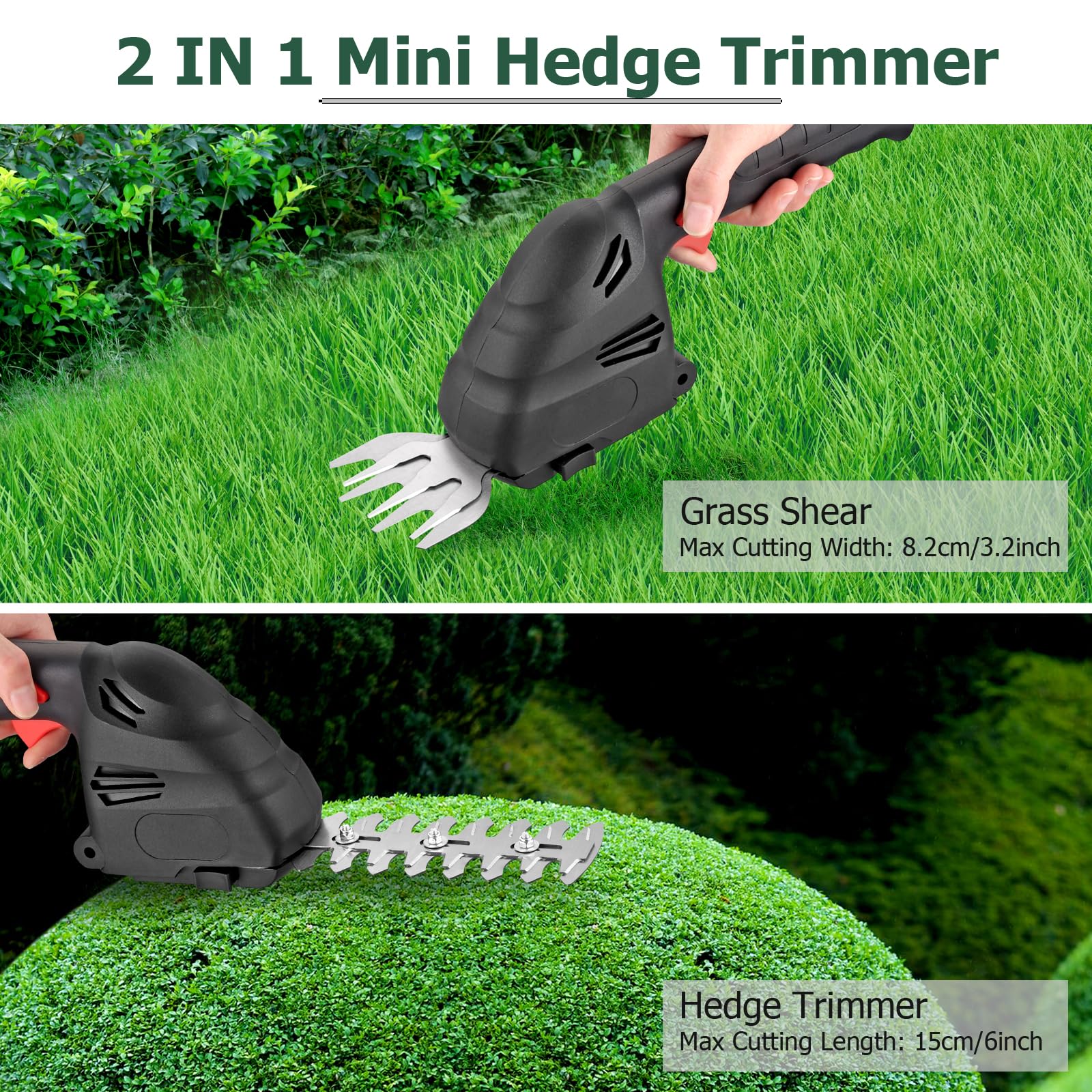 Snapklik.com : JiGiU 2-in-1 Cordless Grass Shear & Hedge Trimmer, 7.4V ...