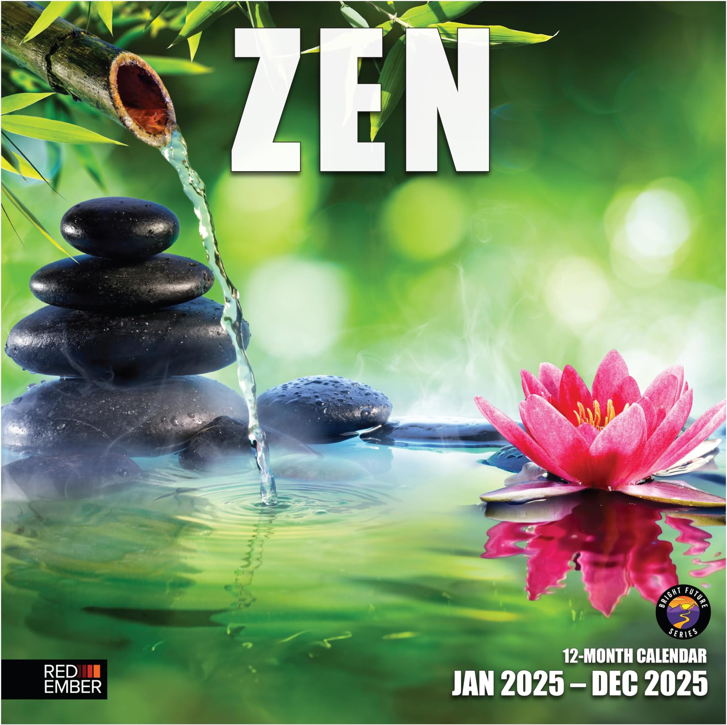 Amazon.com: RED EMBER Zen 2025 Wall Calendar 12 Month | 12" x 24" Open ...