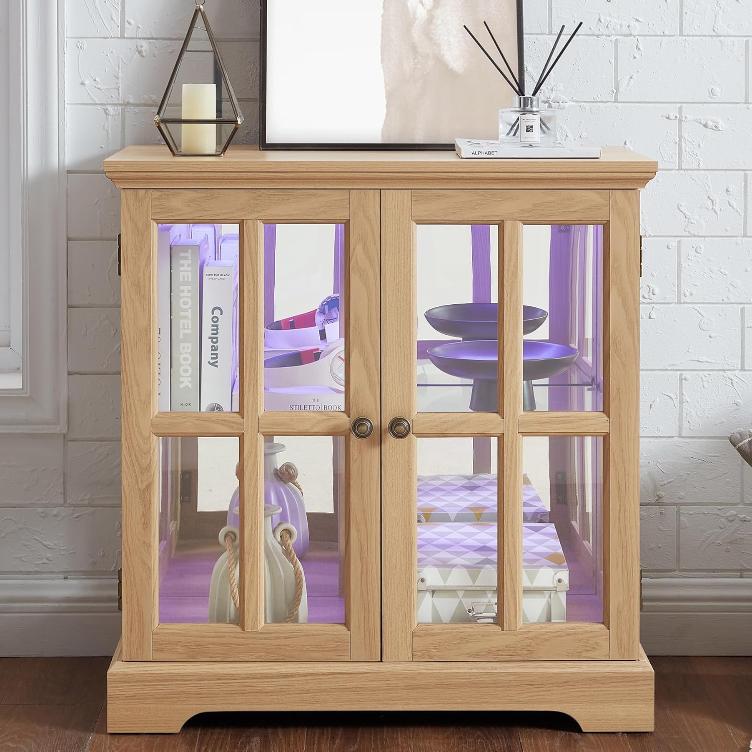 Amazon.com: HRVEOCEI Lighted Curio Cabinets with Glass Doors,Small ...