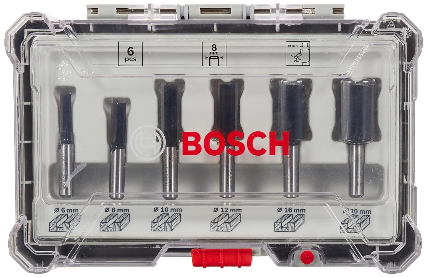 Bosch Router Bit Set, Straight Bits 8 mm Shank, With Euro Hole, DIN EN ...