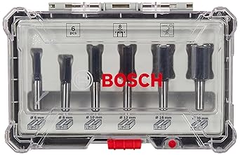 Bosch Router Bit Set, Straight Bits 8 mm Shank, With Euro Hole, DIN EN ...