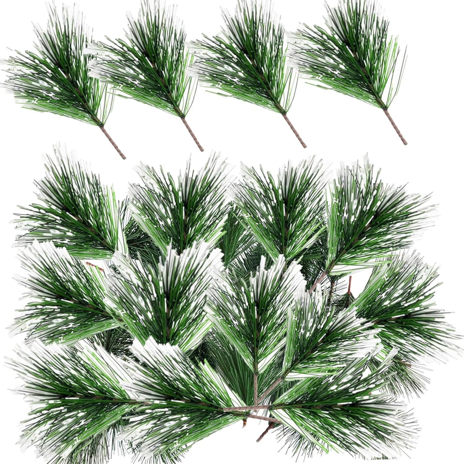 Amazon.com: alfyng 40 Packs Artificial Snow Pine Needles Branches, Fake ...