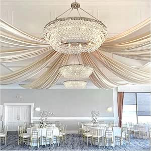 Amazon.com: Wedding Ceiling Drapes 4 Panels 5ftx20ft Long Champagne ...