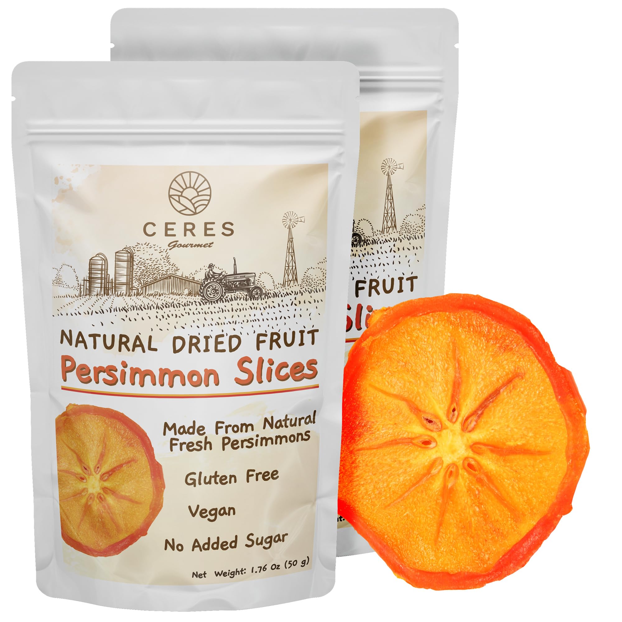Amazon.com: Dried Persimmon Slices 3.5 Oz, Dried Fruit Snack Packs ...