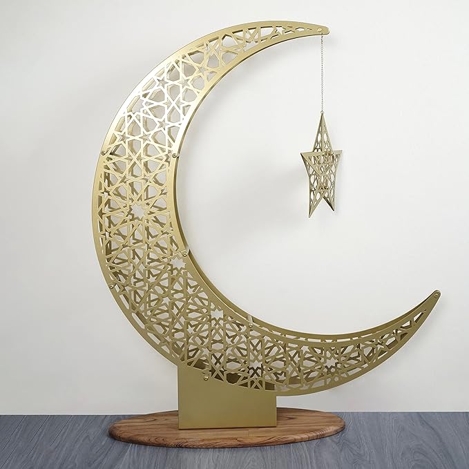 Amazon.com: iwa concept Metal Crescent Moon and Star | Islamic ...