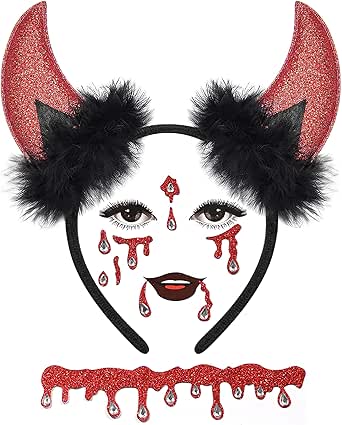 Amazon.com: Veerady Glitter Devil Ears Headband Halloween Fancy Cosplay ...