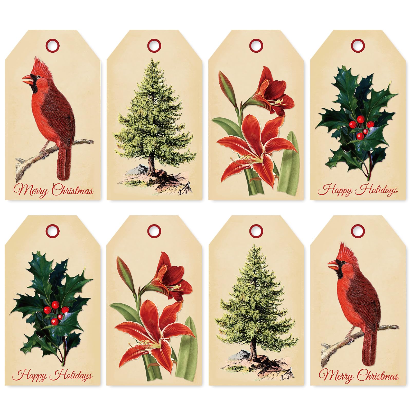 Amazon.com: AnyDesign 120Pcs Vintage Christmas Paper Gift Tags with ...
