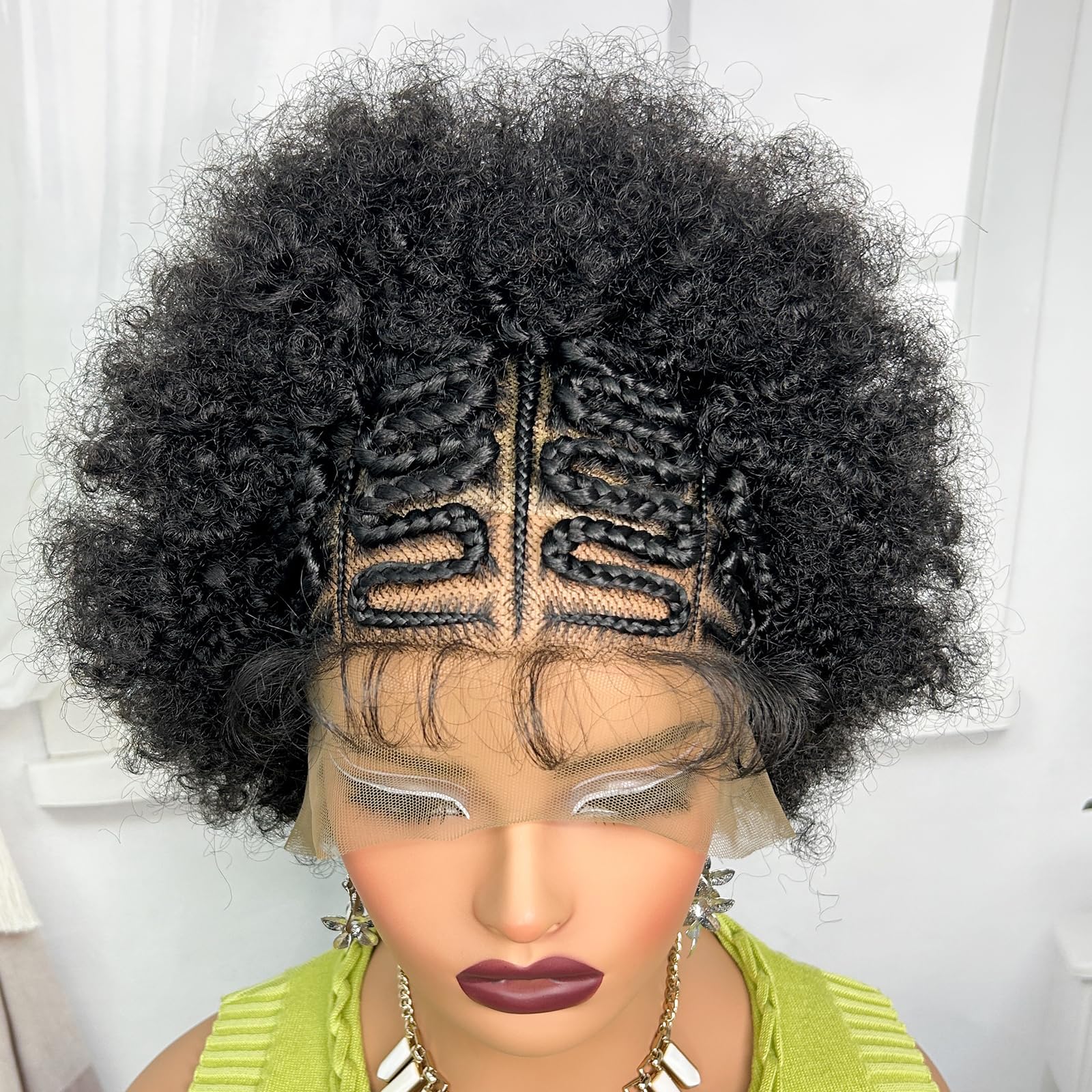 Amazon.com : A ANYTIME Short Braided Wigs Synthetic Lace Front Knotless ...