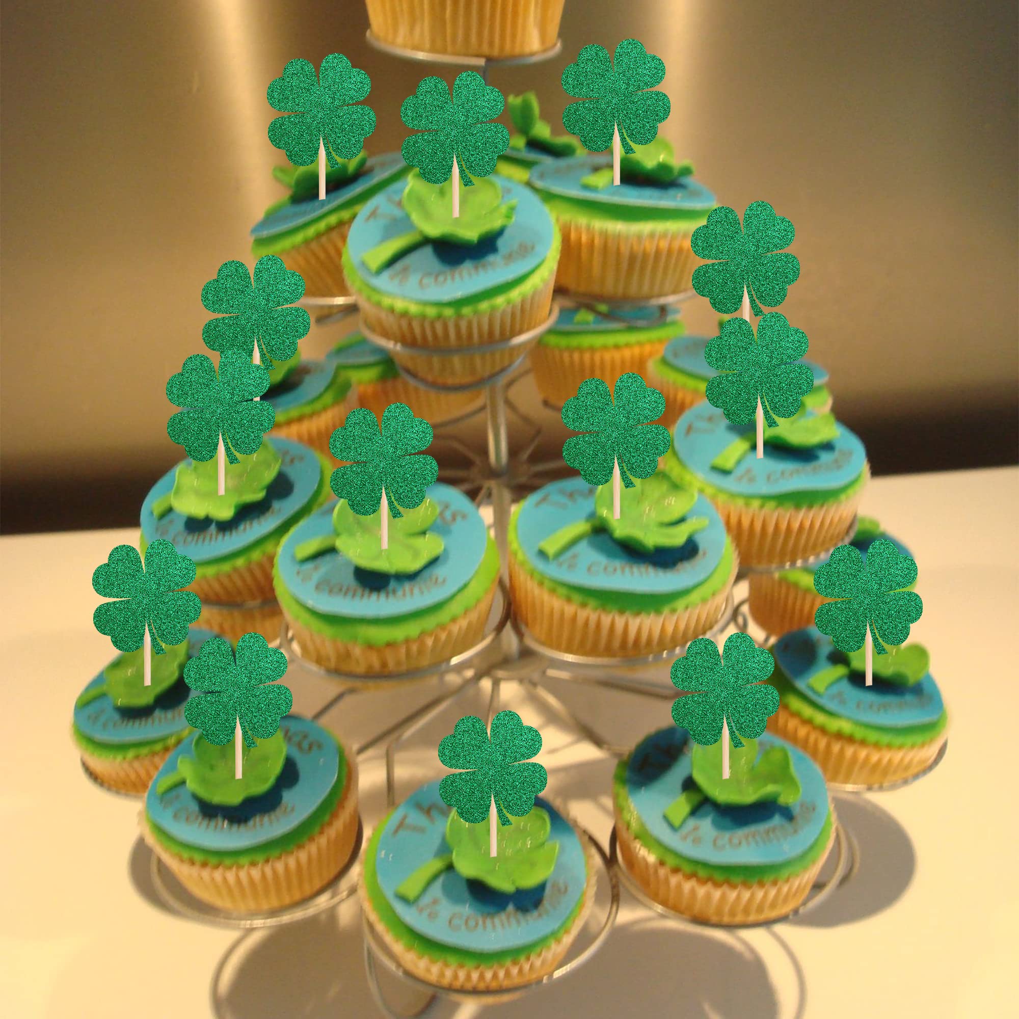 Snapklik.com : 24 PCS Lucky Four Leaf Clover Cupcake Toppers Green ...