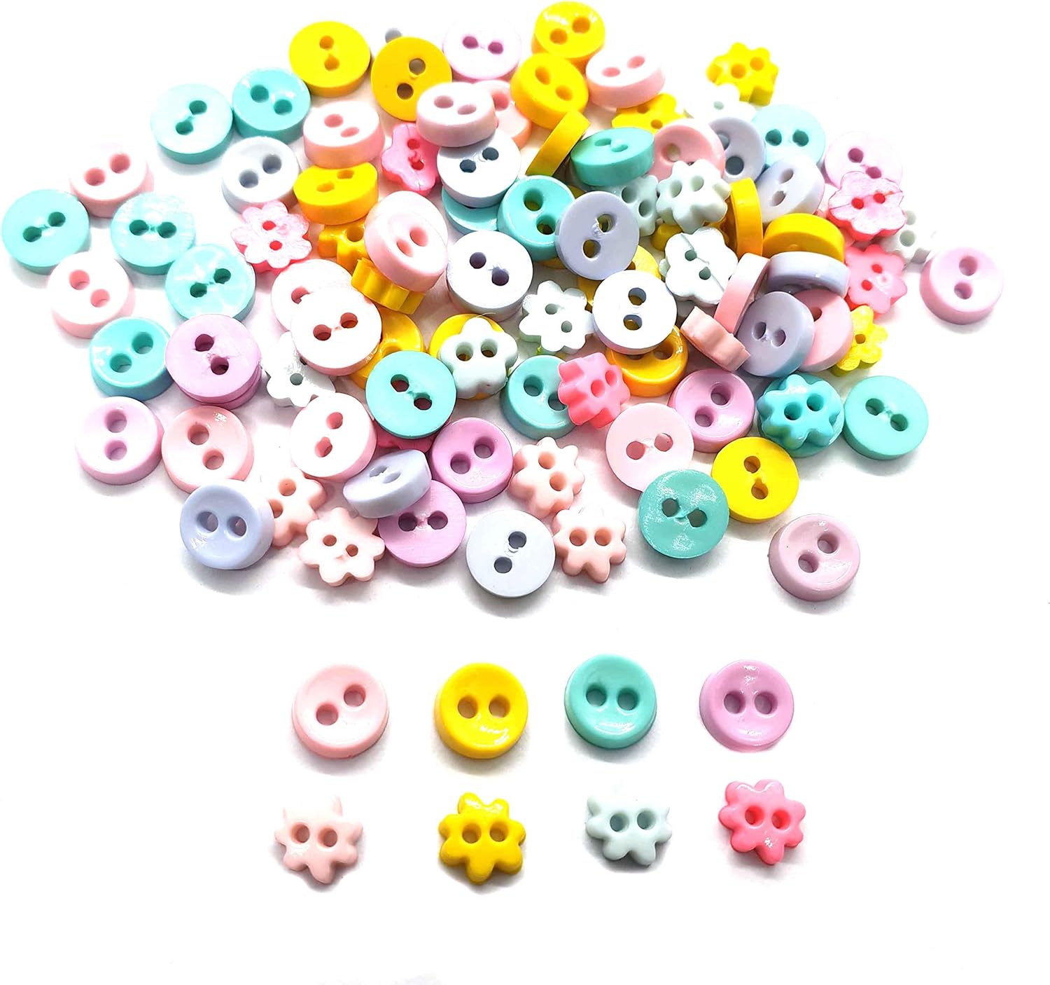 Amazon.com: 100 Pcs Tiny Button, Micro Button 2hole Size 6 Mm Mix ...