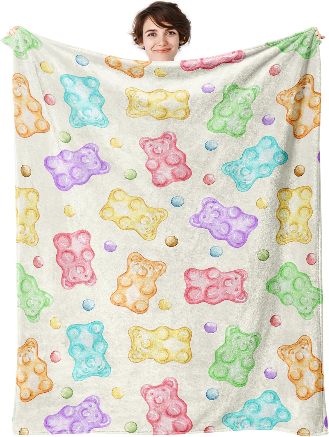 Amazon.com: Gummy Bear Throw Blanket, 320GSM Flannel Blankets for Women ...