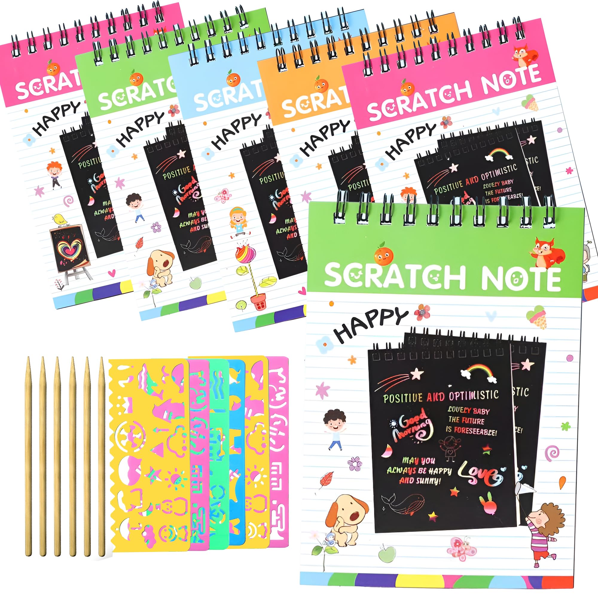 FINEMOE Small Scratch Book with Stencil Scale for Kids, Bulk Return ...