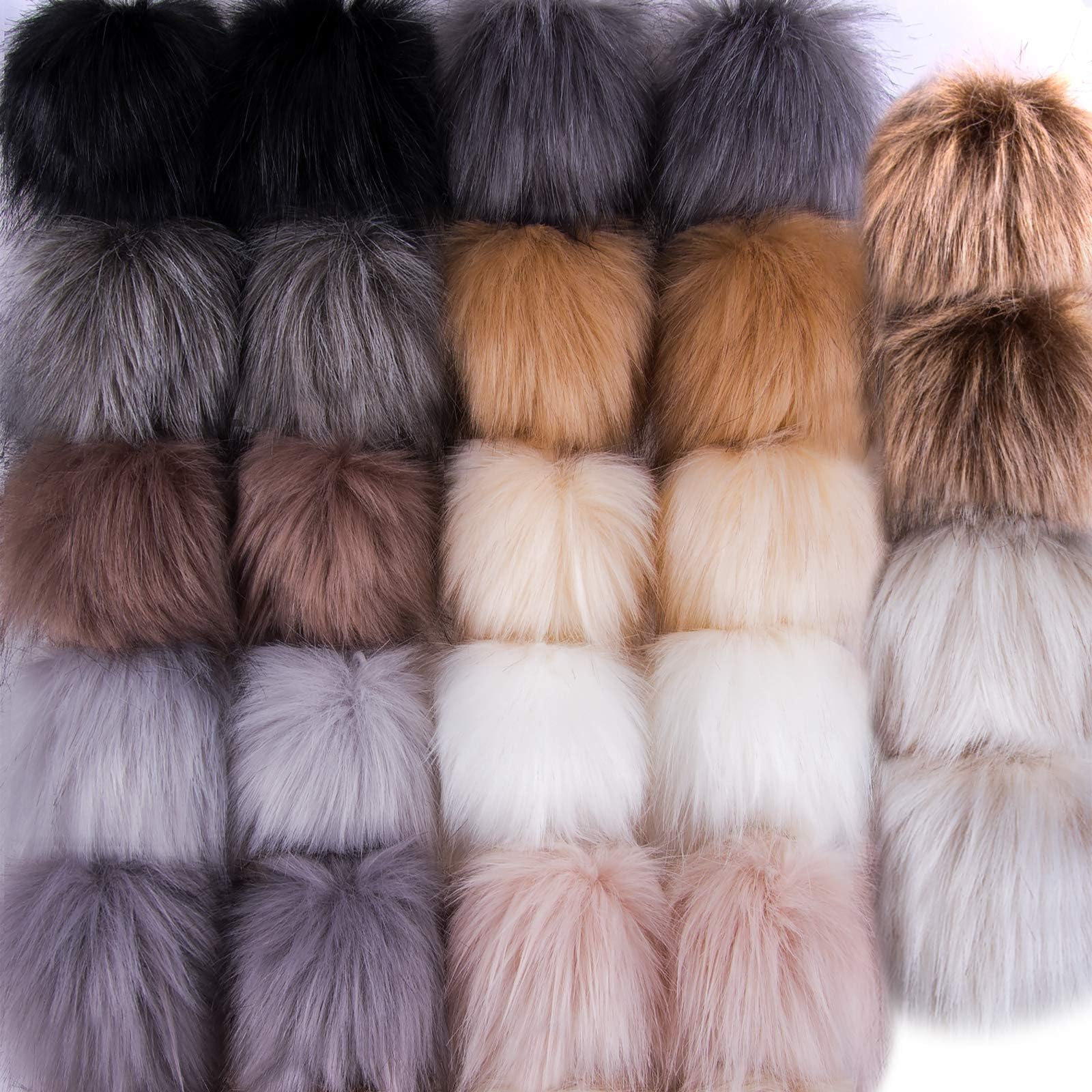 Amazon.com: SIQUK 24 Pieces Faux Fur Pom Pom for Hats Fluffy Pom Pom ...