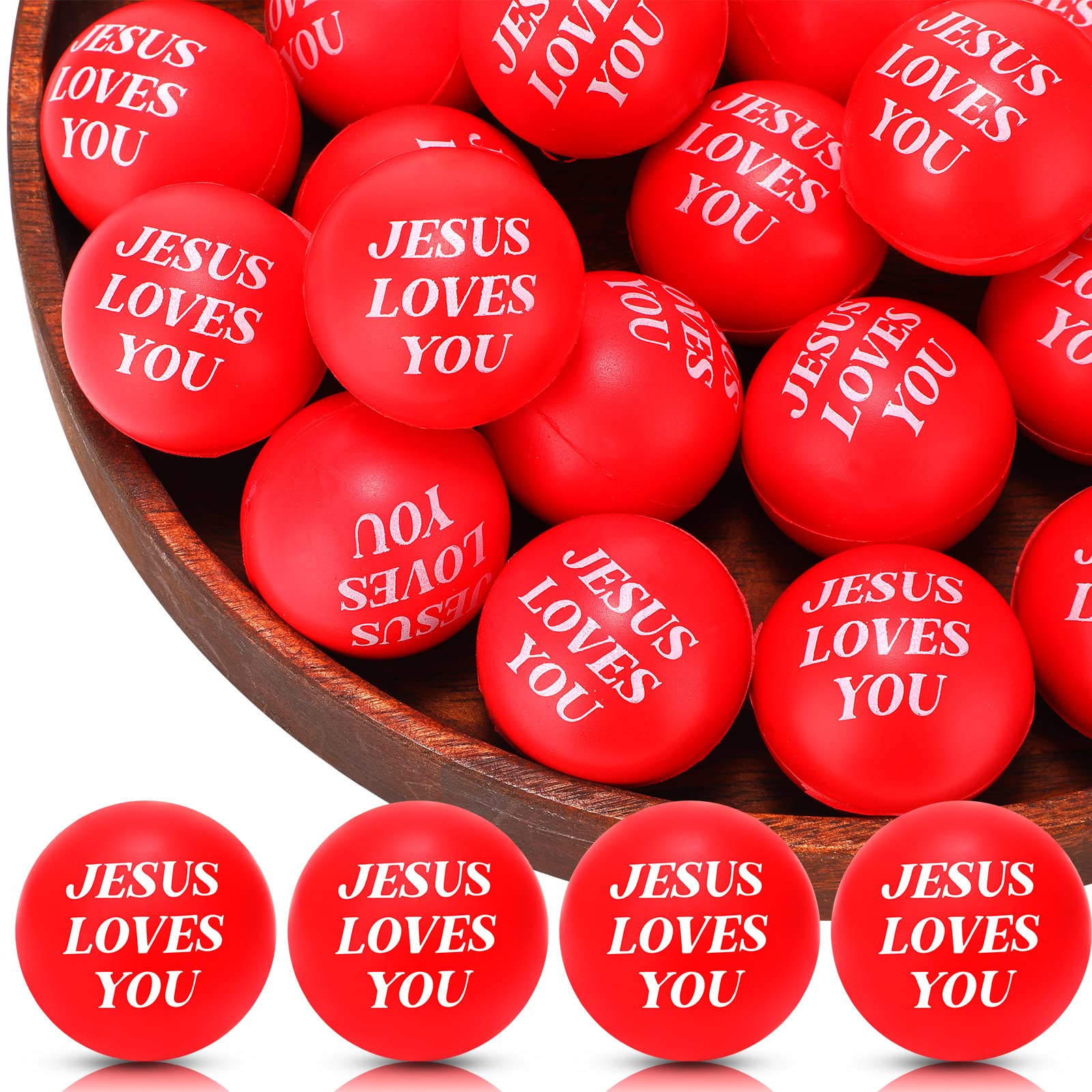 Amazon.com: 20 Pcs Jesus Loves You Stress Balls Red Stress Relieve Toys ...