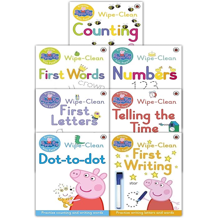 Buy Peppa Pig Wipe Clean Collection 7 Books Set Pack with Pen - First ...