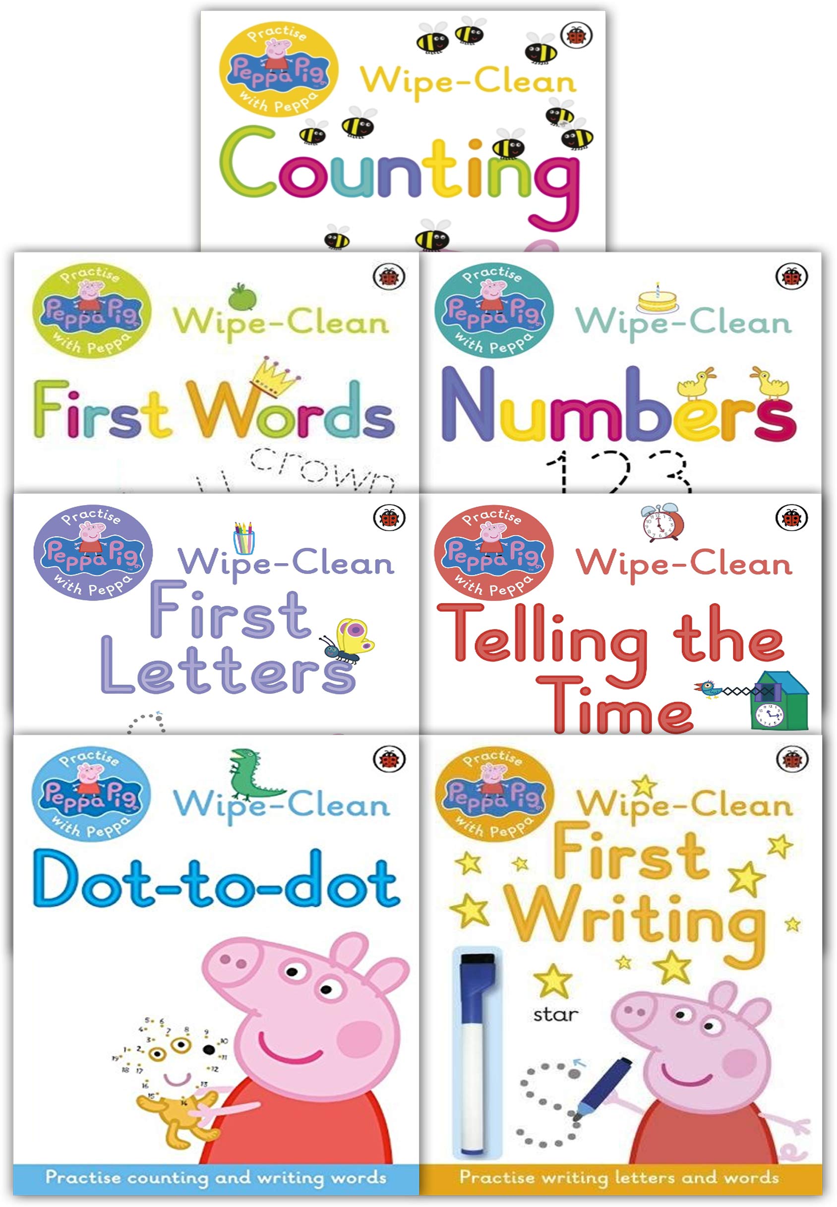 Buy Peppa Pig Wipe Clean Collection 7 Books Set Pack with Pen - First ...