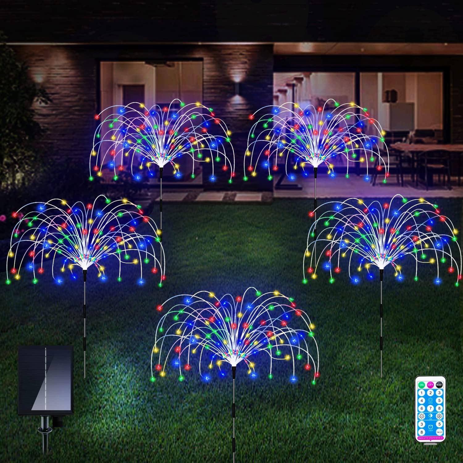 Outdoor Solar Lights, 5 Pack 120 LED Waterproof Solar Firework Lights ...