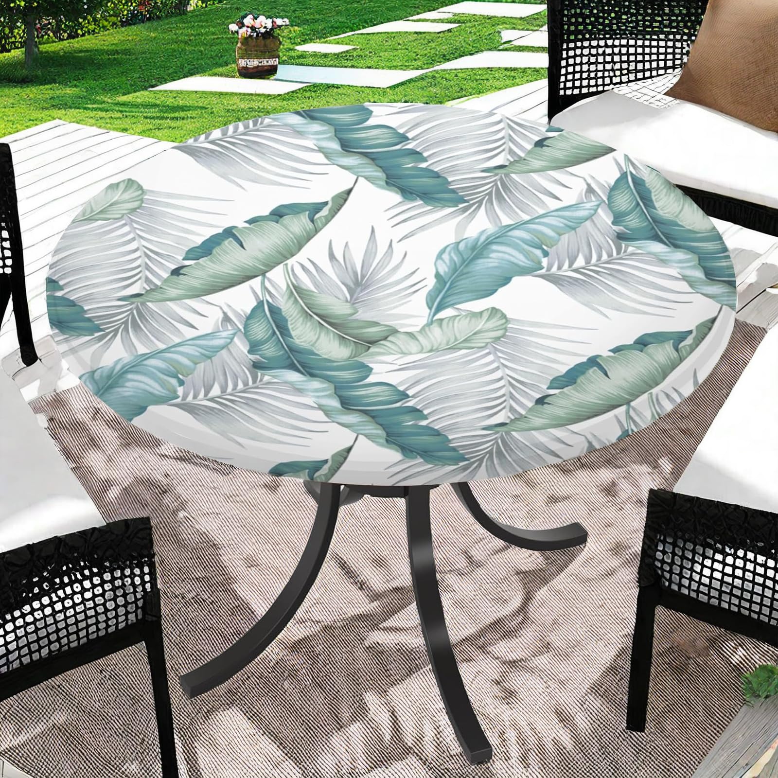 Amazon.com: FUANGUI Round Tablecloth Stretch Round Fitted Tablecloth ...