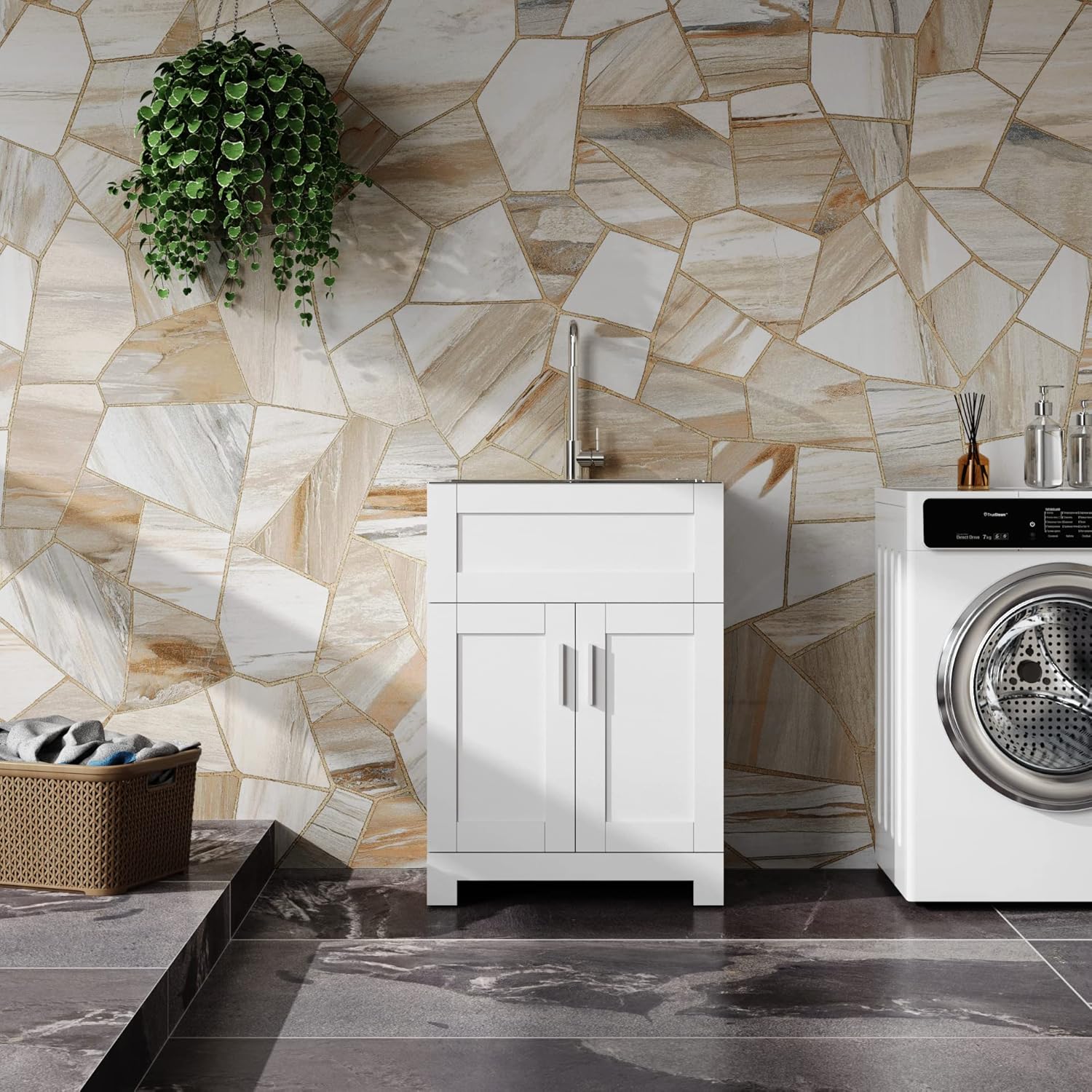 Amazon.com: Homecart 24" Laundry Utility Cabinet w/Stainless Steel Sink ...