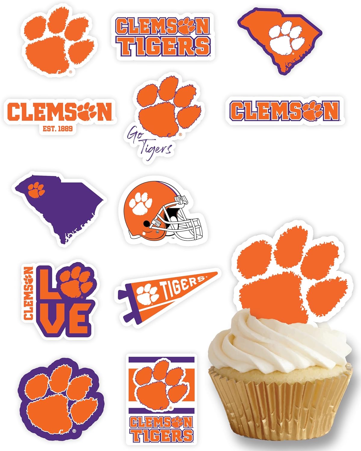 Amazon.com: Clemson Cupcake Topper Party Supplies for Football ...