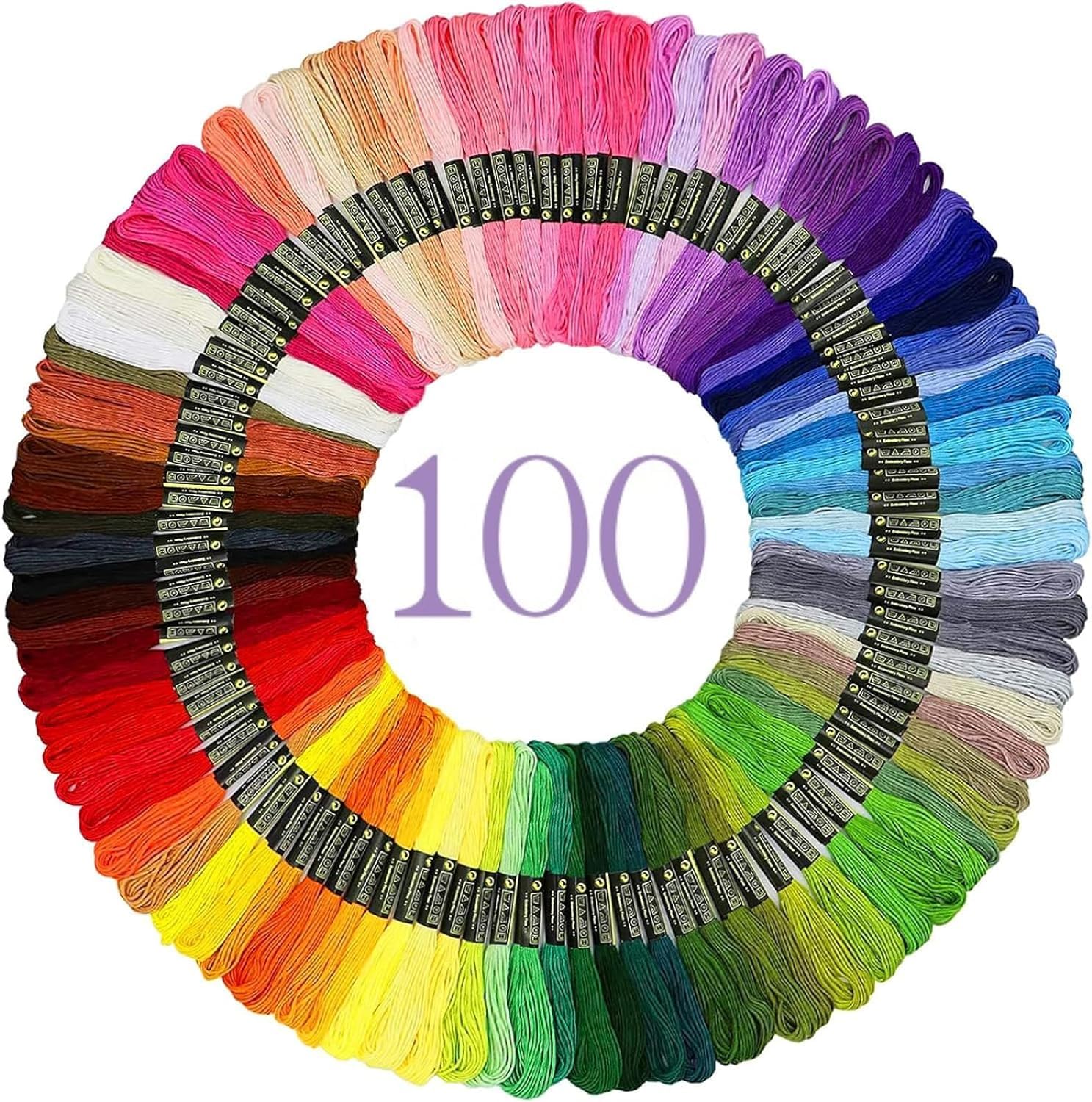 Gemsy Collection of 100 Hand Embroidery Threads - Complete Set Kit for ...