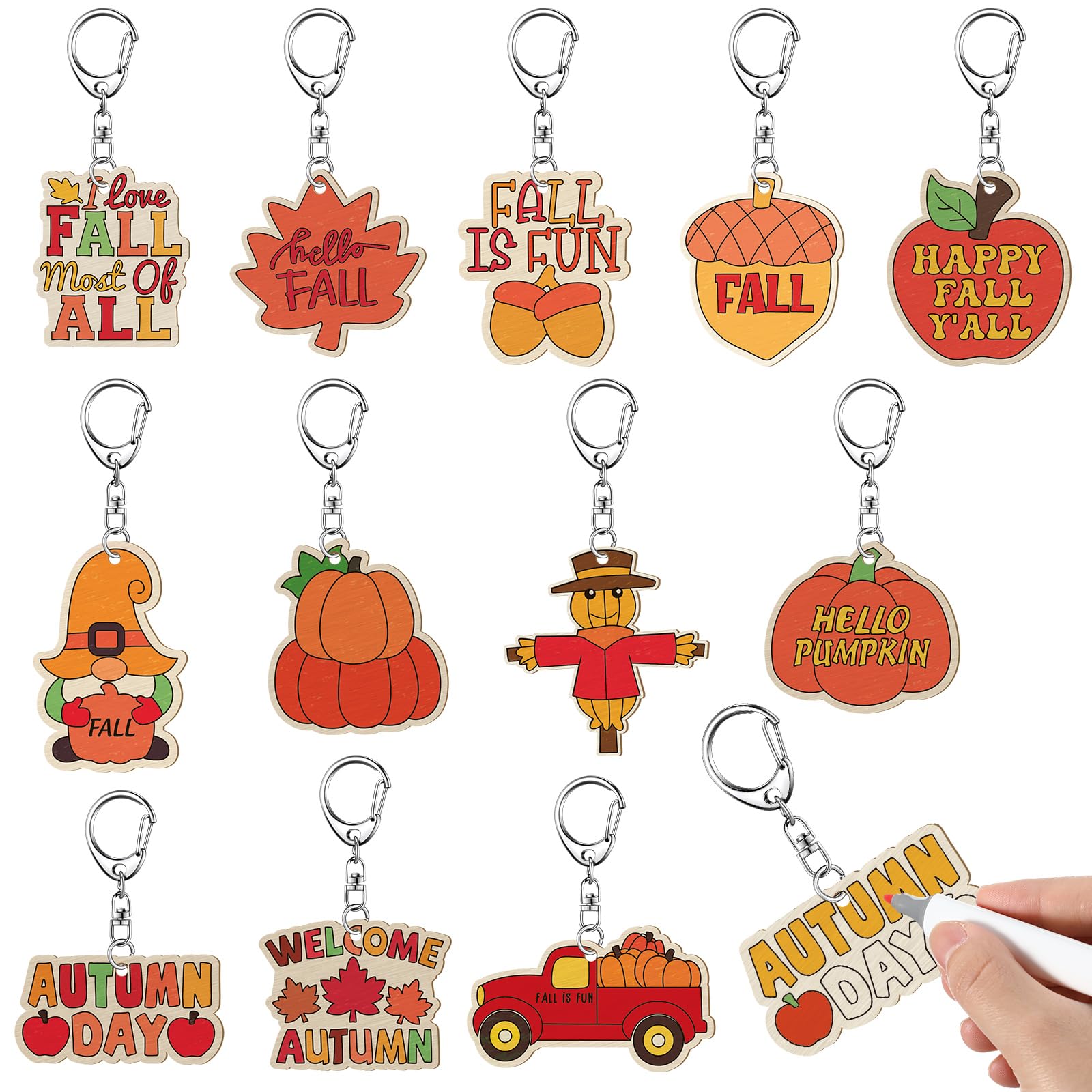 Amazon.com: RattanView 24 Pcs Thanksgiving Fall Craft Color Your Own ...