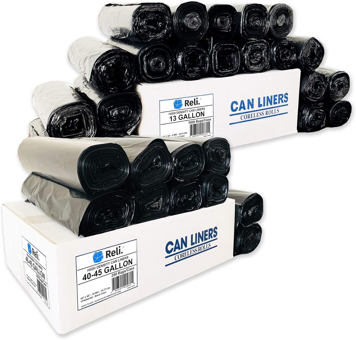 Amazon.com: Reli. 40-45 Gal Trash Bags (250 Bags) & 13 Gal Trash Bags ...