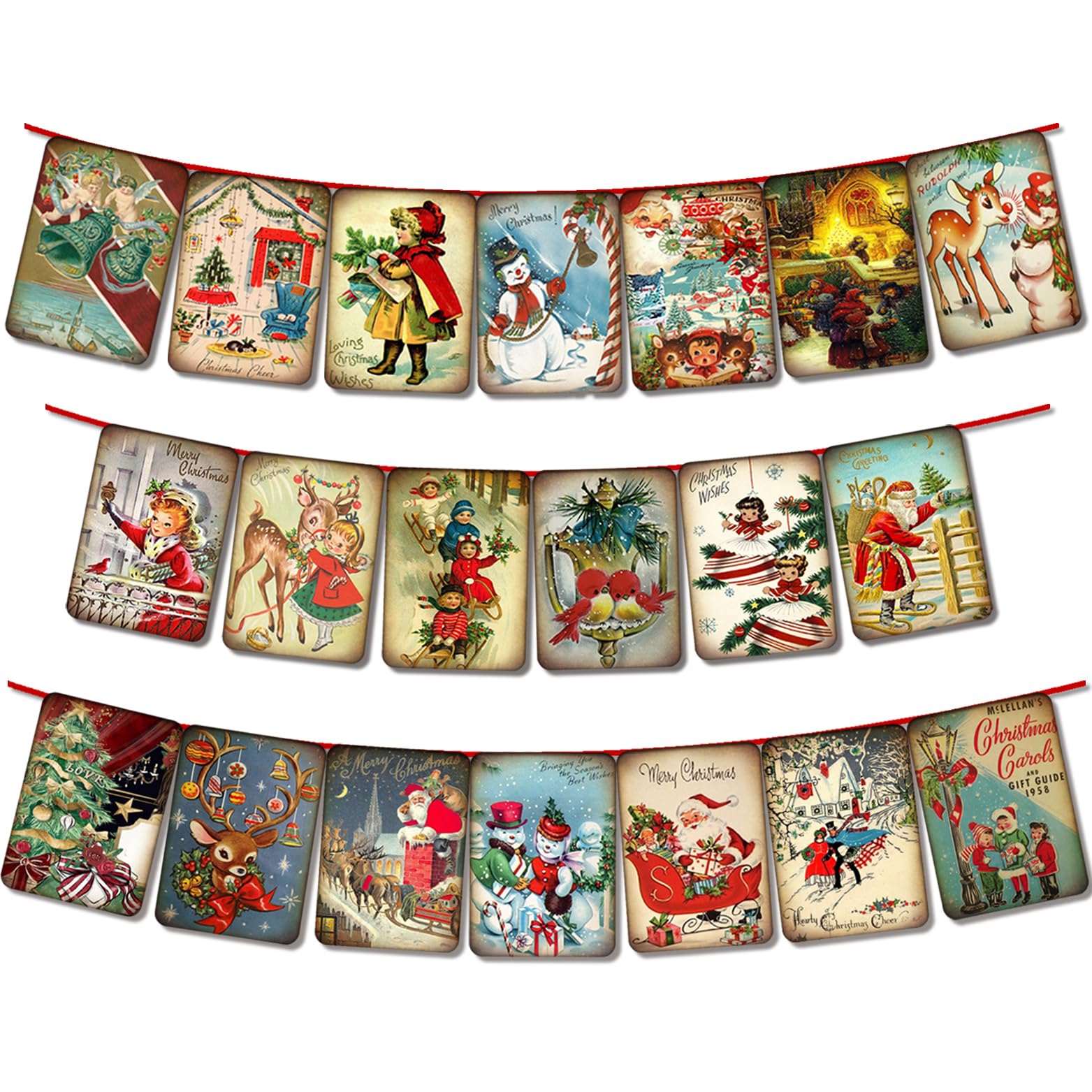 Amazon.com: Vintage Christmas Banner Decorations, Santa Claus Christmas ...