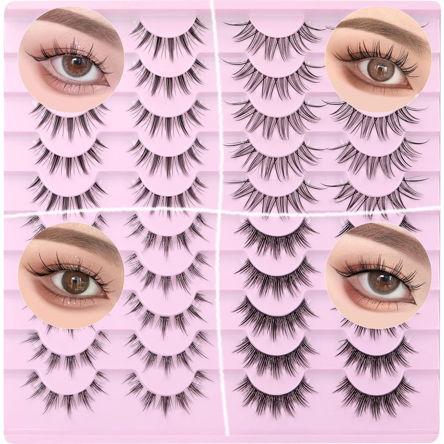 Amazon.com: Manga Lashes 20 Pairs Spiky Manhua False Eyelashes Korean ...