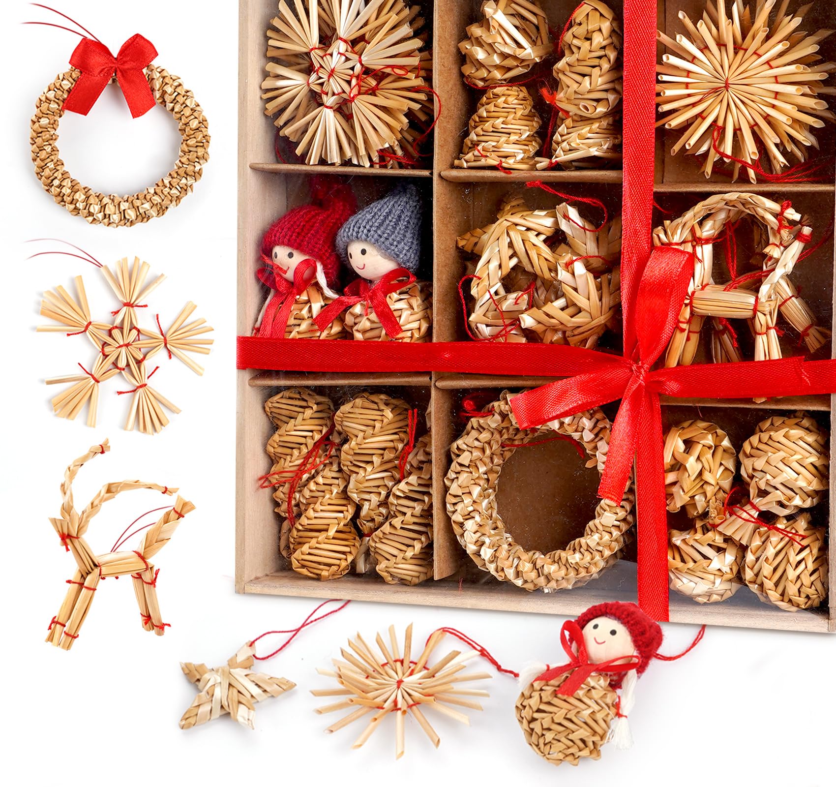 Amazon.com: 35pcs Christmas Straw Ornaments, Scandinavian Christmas ...