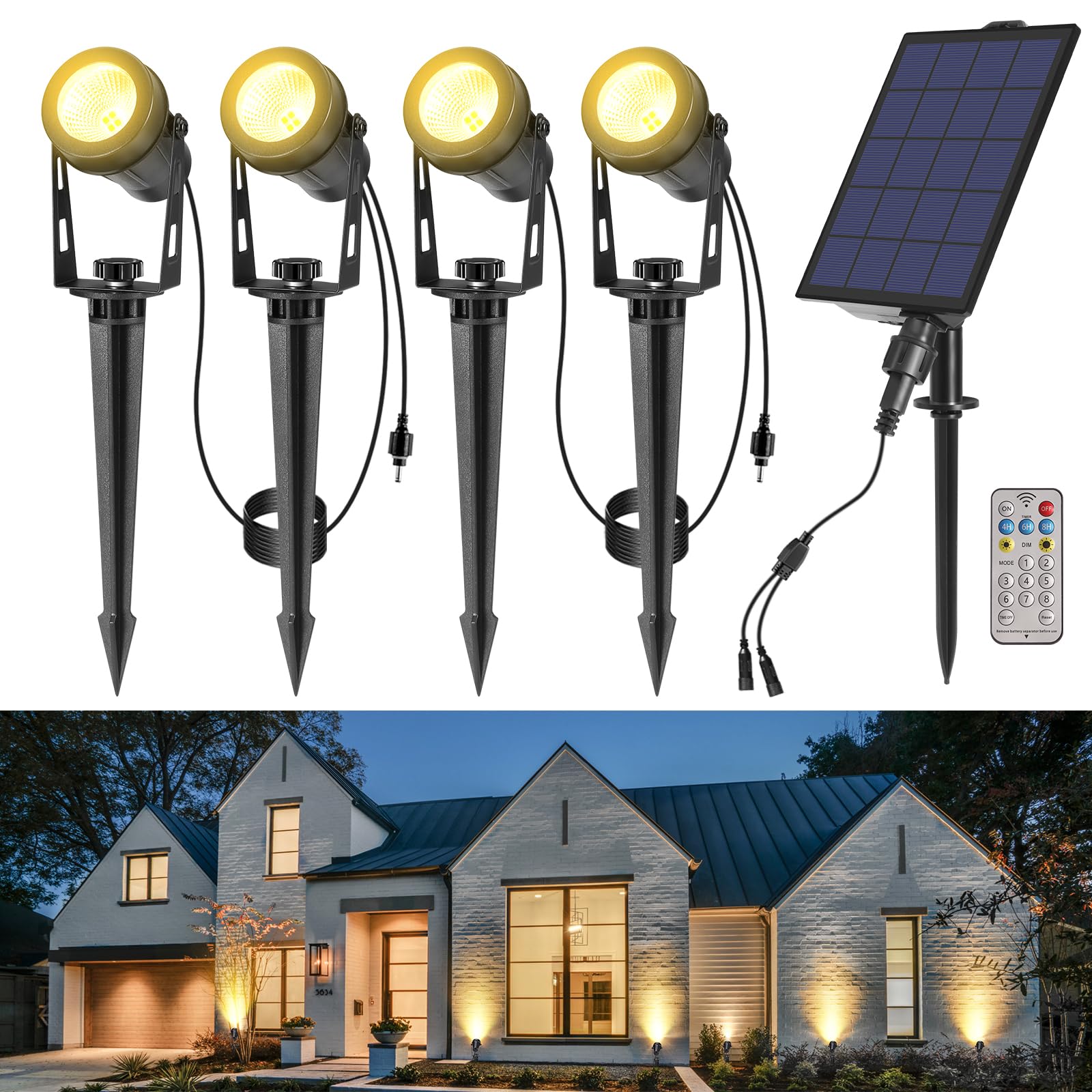 GreenClick Solar Spot Lights Outdoor, 4-in-1 Solar Landscape Lights ...