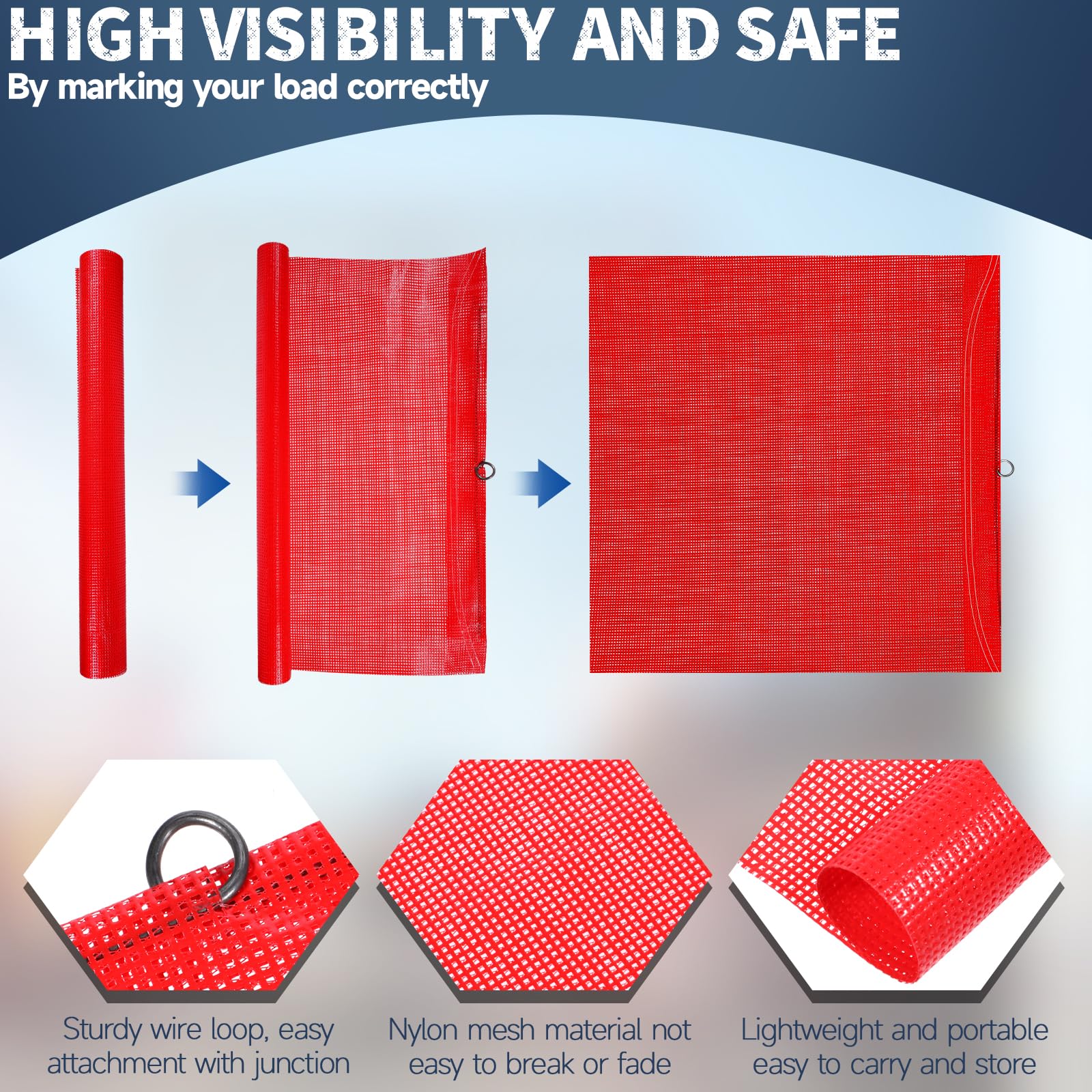 Snapklik.com : 4 Pieces 18 X 18 Inch Safety Flags For Trucks Red Mesh ...